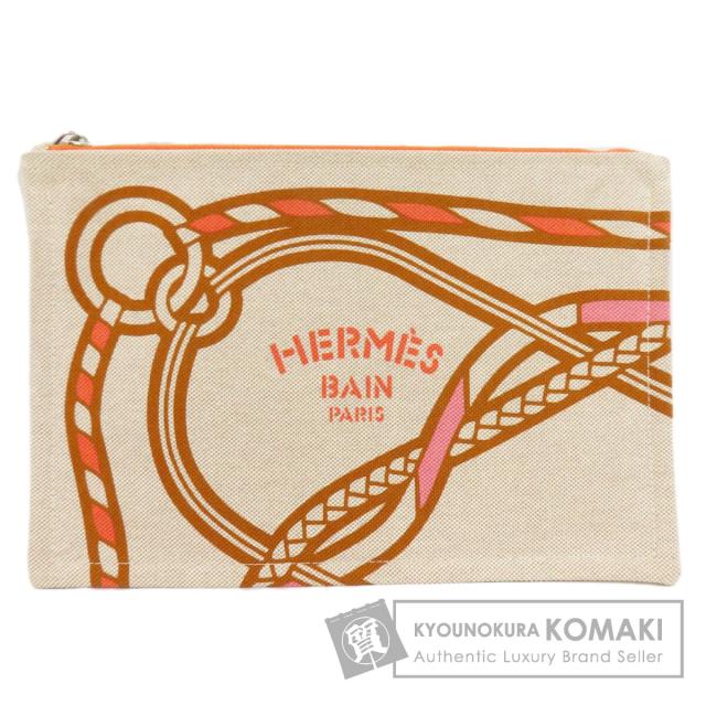 エルメス HERMES  ロゴ  アクセサリーポーチ キャンバス レディース  中古