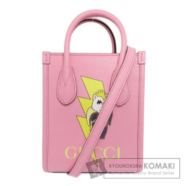 グッチ GUCCI 671623  ばなにゃコラボ 2WAY  ハンドバッグ カーフ レディース  中古