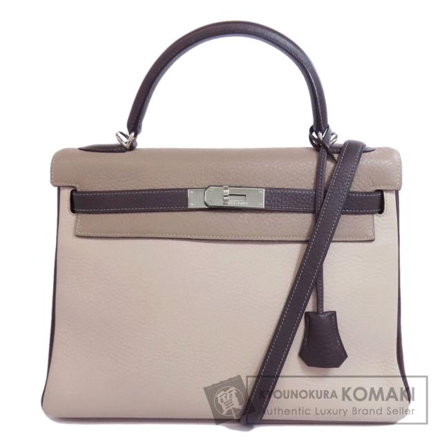 エルメス HERMES  ケリー32 内縫い トリコロール シルバー金具  ハンドバッグ トリヨン 中古