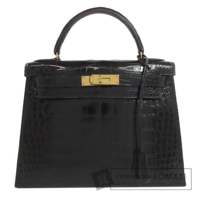 エルメス HERMES  ケリー28 外縫い ゴールド金具  ハンドバッグ クロコダイル レディース  中古