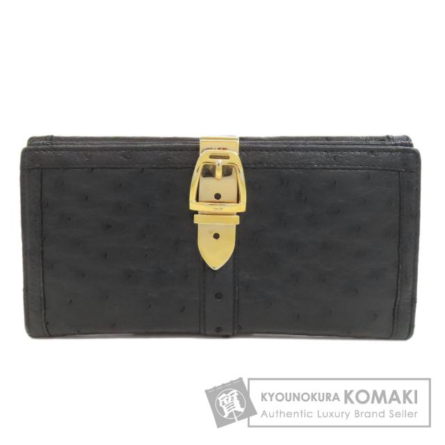 グッチ GUCCI 146201  ベルト金具  長財布（小銭入れあり） オーストリッチ レディース  中古