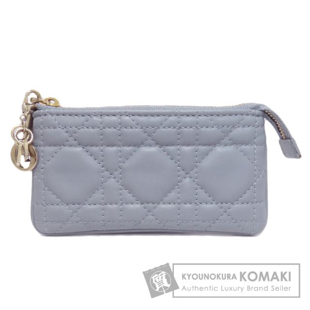 クリスチャンディオール CHRISTIAN DIOR  カナージュ ロゴチャーム付き  ケース カーフ 中古