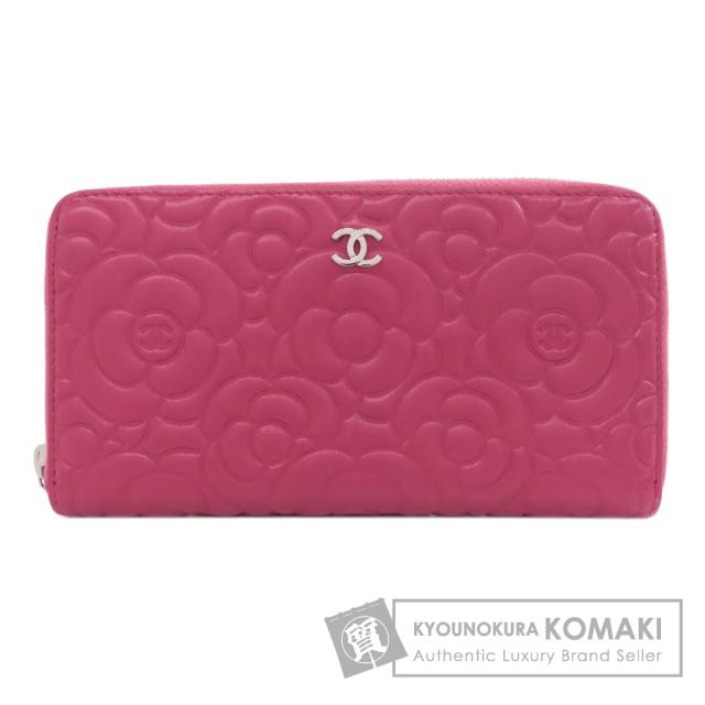 シャネル CHANEL  カメリア ココマーク シルバー金具  長財布（小銭入れあり） カーフ 中古
