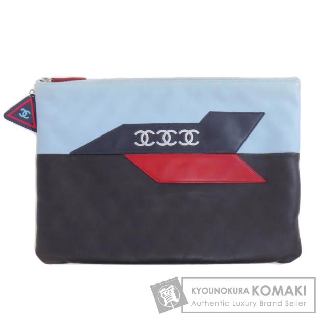 シャネル CHANEL  ココマーク バイカラー  クラッチバッグ レザー レディース  中古