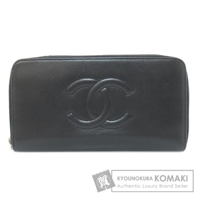 シャネル CHANEL  ココマーク シルバー金具  長財布（小銭入れあり） カーフ レディース  中古