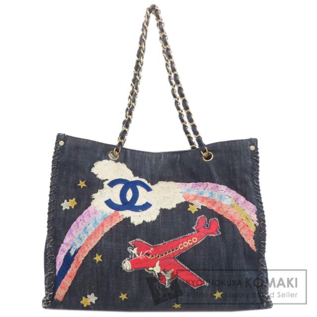 シャネル CHANEL  夜間飛行 チェーンショルダー ゴールド金具  トートバッグ デニム 中古