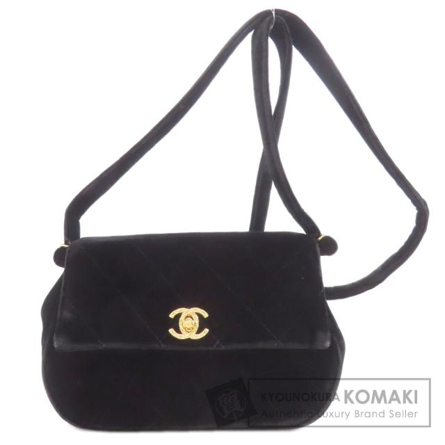 シャネル CHANEL  ココマーク ゴールド金具  ショルダーバッグ ベロア レディース  中古
