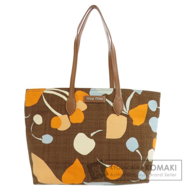 ミュウミュウ MIUMIU  ロゴ  トートバッグ キャンバス レディース  中古