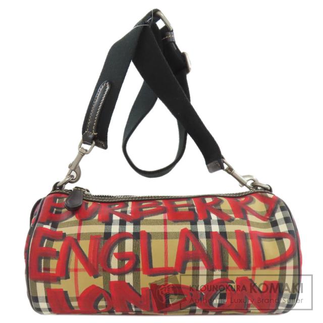 バーバリー BURBERRY  ノバチェック グラフィティプリント  ショルダーバッグ ナイロン素材 中古