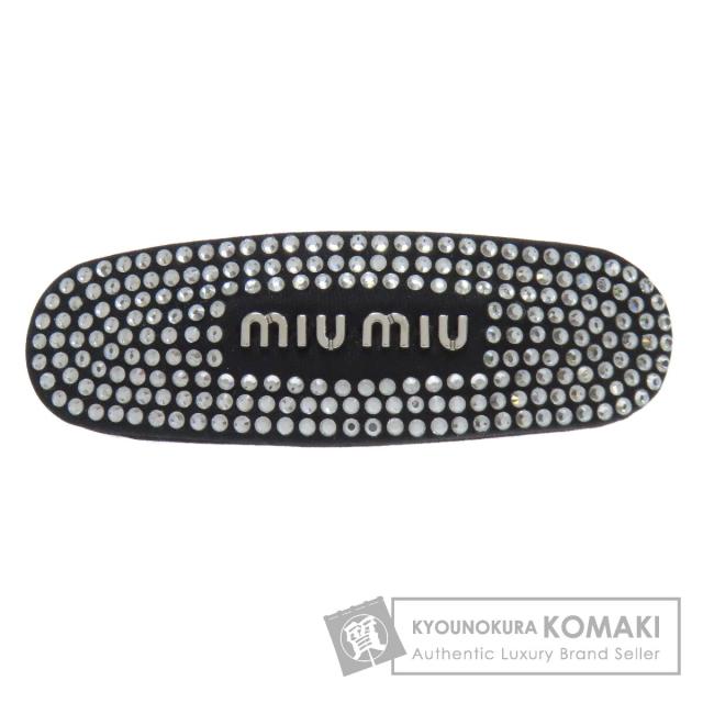 ミュウミュウ MIUMIU  ラインストーン  バレッタ キャンバス レディース  中古