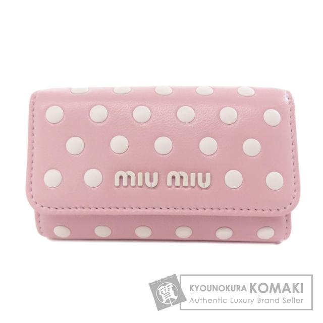 ミュウミュウ MIUMIU 5PG222  ドット柄  キーケース カーフ レディース  中古