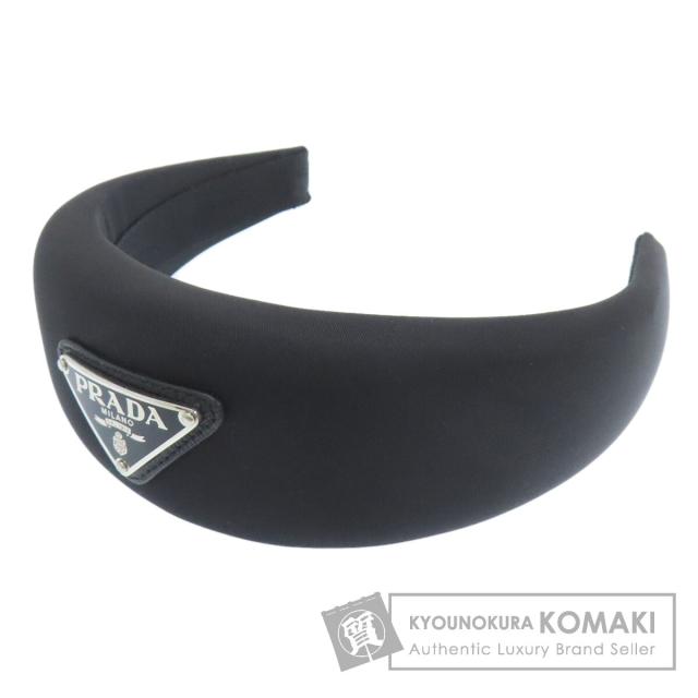 プラダ PRADA  カチューシャ ロゴ金具  ヘアアクセサリー ナイロン素材 レディース  中古