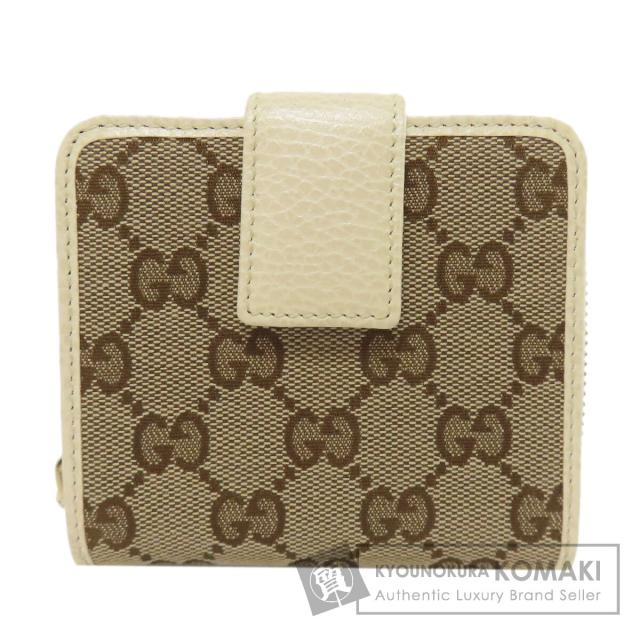 グッチ GUCCI 346056  アウトレット GG  二つ折り財布（小銭入れあり） キャンバス レディース 中古