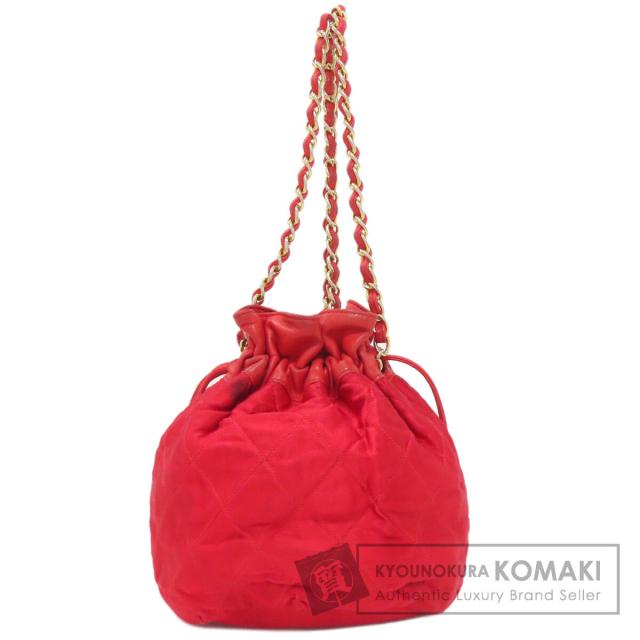 シャネル CHANEL  巾着ショルダー マトラッセ ゴールド金具  ショルダーバッグ サテン 中古