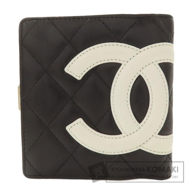 シャネル CHANEL  カンボンライン シルバー金具  二つ折り財布（小銭入れあり） カーフ 中古
