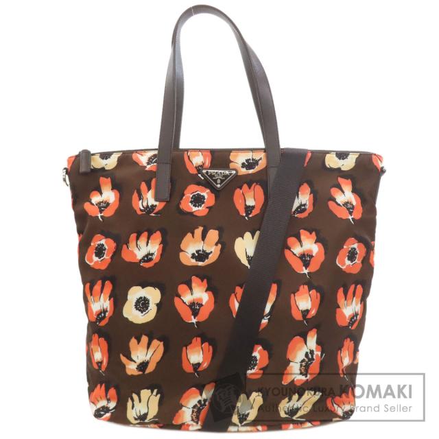 プラダ PRADA B4696F  ロゴ金具 フラワー 2WAY  トートバッグ ナイロン素材 レディース  中古