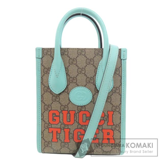 グッチ GUCCI 671623  インターロッキングG ミニ GG タイガー 2WAY  ハンドバッグ PVC レディース  中古