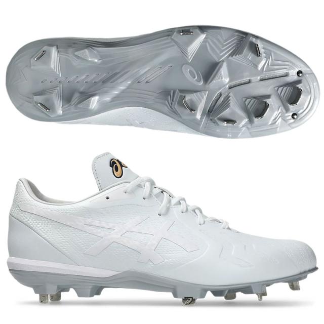 アシックス 野球スパイク 埋め込み金具スパイク GOLDSTAGE I-PRO FORCESPEED WIDE 白スパ 白スパイク 学生 一般 大人 1121A074-110