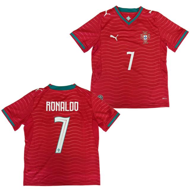 プーマ ジュニア ポルトガル代表 FPF ホーム SSシャツ レプリカ PLAYER #7 クリスティアーノ・ロナウド クラブレッド サッカー ユニフォーム ネーム入り マーキング PUMA2026SS 788144-77-7