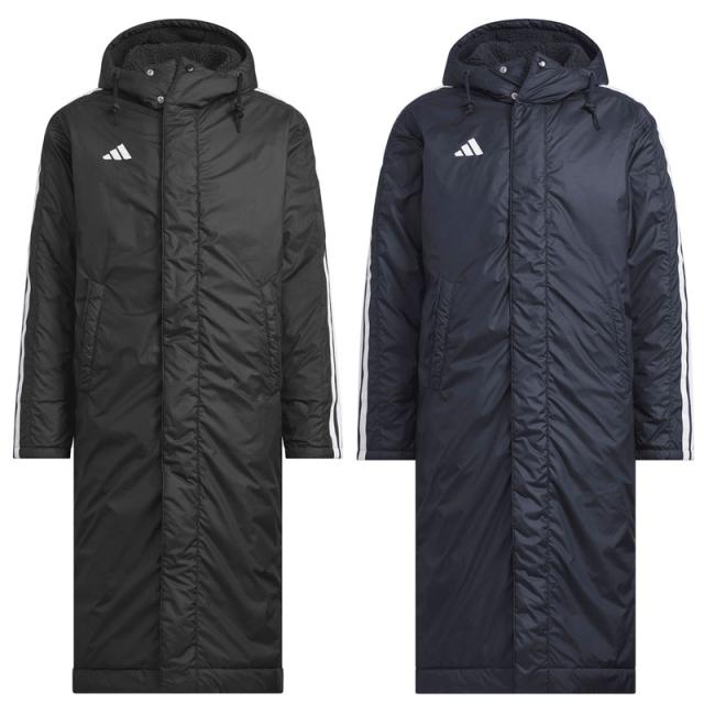 アディダス サッカー フットサル スリーストライプス ルーズフィット ロング ボアコート ベンチコート 防風 保温 BW566