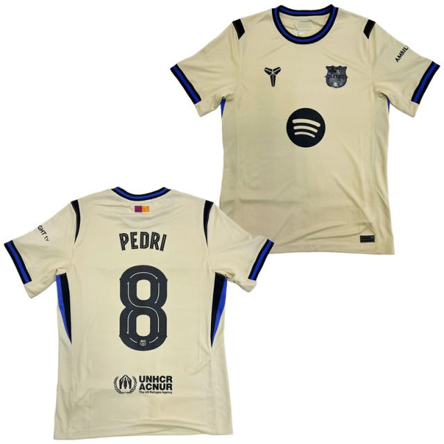 ナイキ FC バルセロナ FCB 25-26 スタジアム アウェイ チームゴールド #8 ペドリ サッカー ユニフォーム レプリカ ネーム入り マーキング HJ4603-NUMBER-8