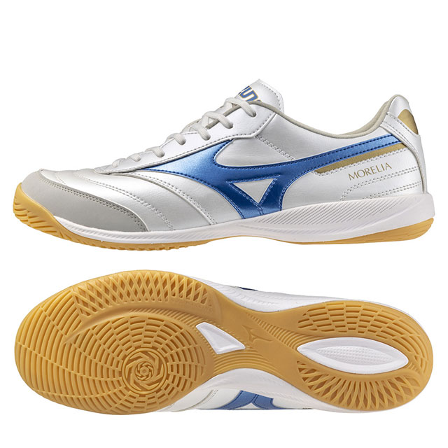 ミズノ フットサル インドアシューズ モレリア SALA PRO IN ホワイト ブルー 屋内シューズ 【Mizuno2024Q3】 Q1GA241325