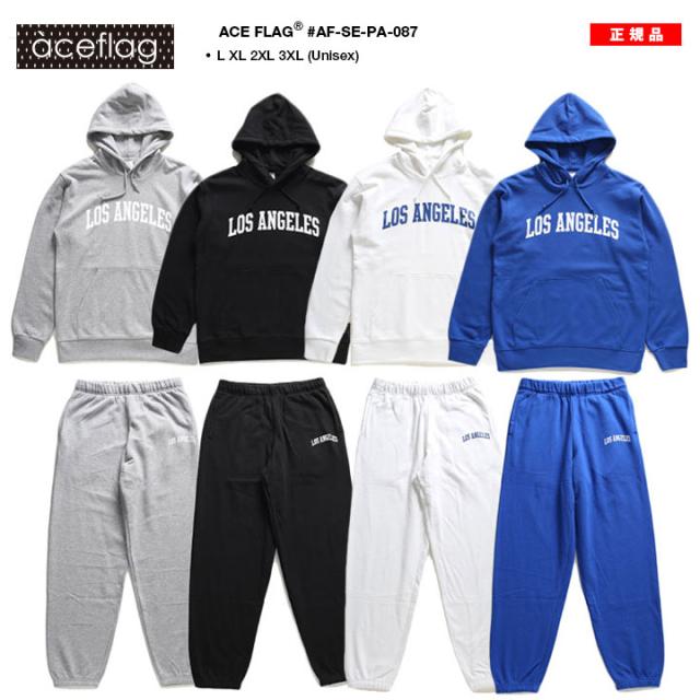 ACE FLAG 上下セット 長袖 ブランド メンズ 春秋冬用 全4色 大きいサイズ ロゴ エースフラッグ セットアップ パーカー フーディ スウェット 上下 Los Angeles ロサンゼルス LA b系 ヒップホップ ファッション ストリート系 ハイ AF-SE-PA-087