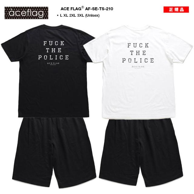 ACE FLAG 上下セット 半袖 ブランド Tシャツ ハーフパンツ メンズ 春夏用 黒 白 大きいサイズ エースフラッグ セットアップ ショートパンツ Fuck the Police ファック・ザ・ポリス ビッグシルエット b系 ヒップホップ ファッション ストリート系 2025 新作 AF-SE-TS-210