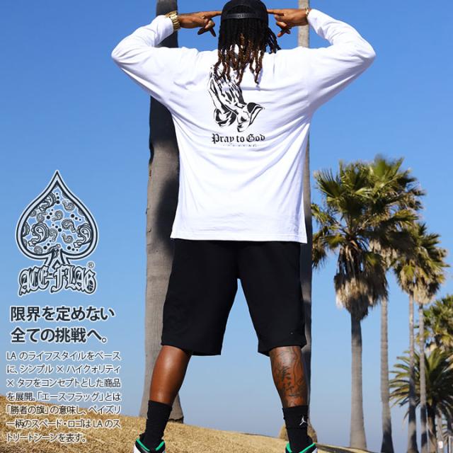ACE FLAG 上下セット 長袖 Tシャツ ロンT ブランド スウェット ハーフパンツ メンズ 春秋冬用 全2色 大きいサイズ エースフラッグ セットアップ 祈り手 神 gang サグライフ ビッグシルエット アメ車 b系 ヒップホップ ファッション ストリート系 2025春夏 新作 AF-SE-LT-129