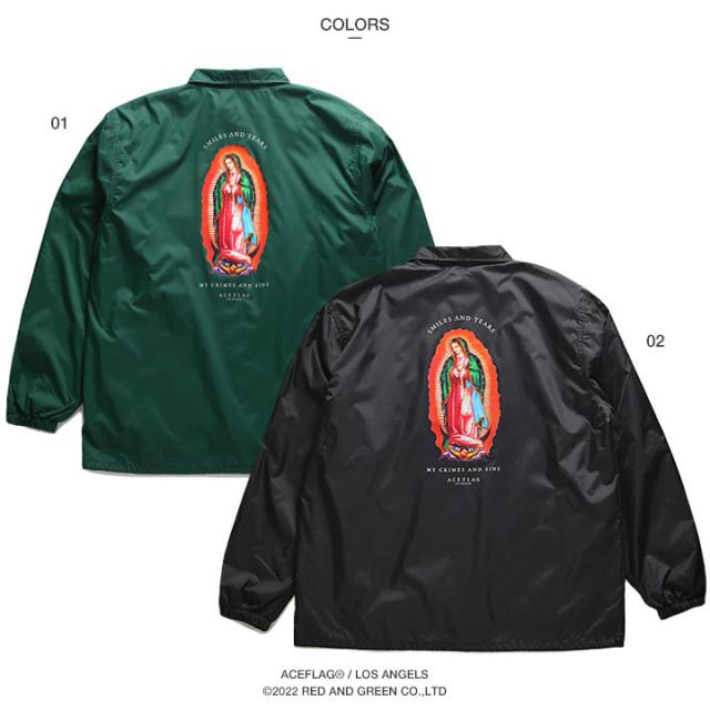 ACEFLAG アウター 長袖 コーチジャケット ブルゾン メンズ 緑/黒