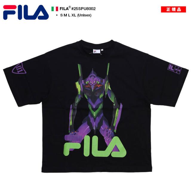 FILA × 新世紀エヴァンゲリオン Tシャツ 半袖 メンズ 春夏用 黒 大きいサイズ エヴァンゲリヲン 限定 コラボ 公式 フィラ 新劇場版シリーズ EVA エヴァンゲリオン初号機 碇シンジ搭乗機 紫 黄緑 b系 ファッション ストリート系 ブランド 服 2025秋冬 新作 25SPU8002