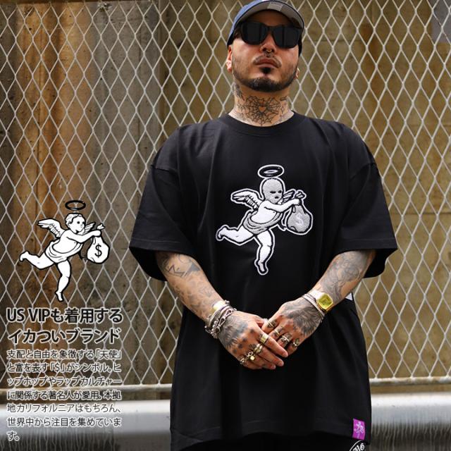 【10%OFF】HASTA MUERTE Tシャツ 半袖 メンズ 黒 大きいサイズ ハスタ ムエルテ シンプル ブランドロゴ ワッペン 刺繍 目出し帽 天使 分厚い ビッグシルエット アメカジ チカーノ ギャング スケボー b系 ヒップホップ ファッション ストリート系 2025春夏 新作 HMT004