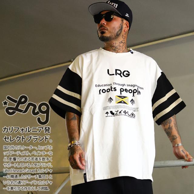 LRG Tシャツ 半袖 メンズ 春夏用 白 大きいサイズ エルアールジー おしゃれ フットボールシャツ 切り替え バイカラー 袖ロゴ ライン 背番号 47 ナンバリング ビッグシルエット b系 ヒップホップ ファッション ストリート系 ハイ ブランド 服 2025秋冬 新作 L3V4MSCXX