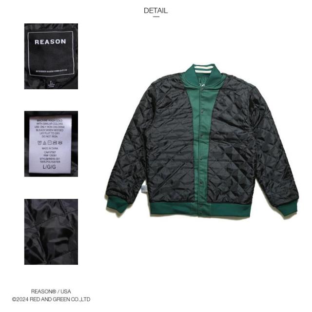 REASON アウター 長袖 スタジャン ブルゾン メンズ 春秋冬用 緑 大きい
