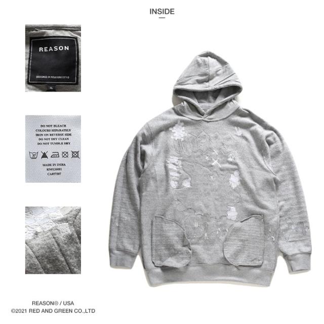 50%OFF】REASON パーカー 長袖 スウェット 裏起毛 フーディ トップス