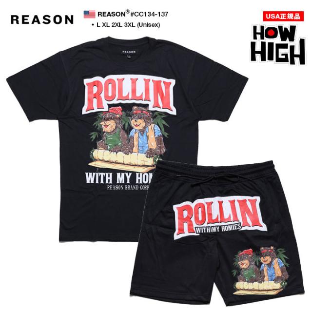 REASON × Cheech & Chong 上下セット 半袖 ブランド Tシャツ ハーフパンツ メンズ 春夏用 黒 大きいサイズ チーチ&チョン チーチョン 限定 コラボ 公式 リーズン セットアップ ビッグシルエット b系 ヒップホップ ファッション ストリート系 ハイ 2025春夏 新作 CC134-137
