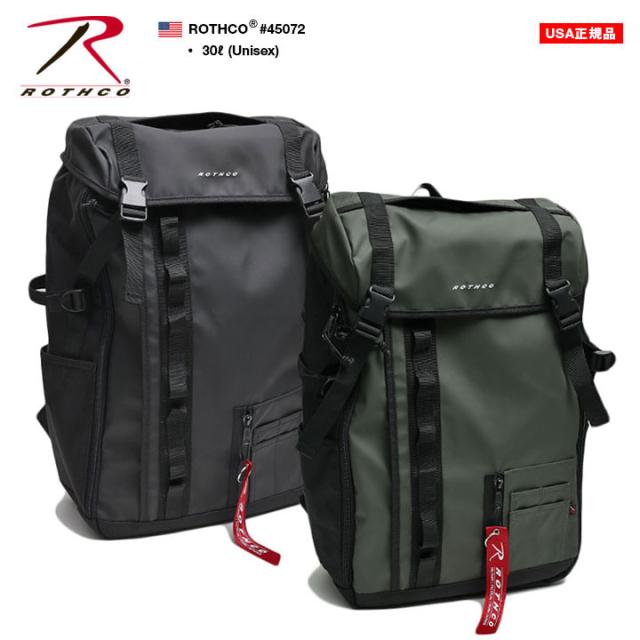 ROTHCO ロスコ はっ水 バックパック メンズ レディース 黒 オリーブ リュック バッグ BAG 撥水 大容量 軽量 手提げ 肩掛け 斜め掛け ノートpc タブレット B4 PC収納 消臭 ラバー 高機能 通勤 通学 旅行 塾 ビジネス アーミー ミリタリー ブランド 新作 45072