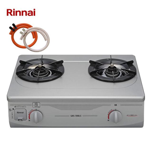 リンナイ コンパクト 横幅56cm 2口ガスコンロ RTS-336-2FTS(SL)A ガステーブル グリルなし シルバー 右強火 左強火 都市ガス プロパン フッ素コートトッププレート ガス ...