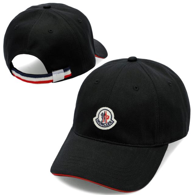 送料無料 9 MONCLER モンクレール 3B00034 V0090 ブラック ロゴワッペン ベースボールキャップ 男女兼用