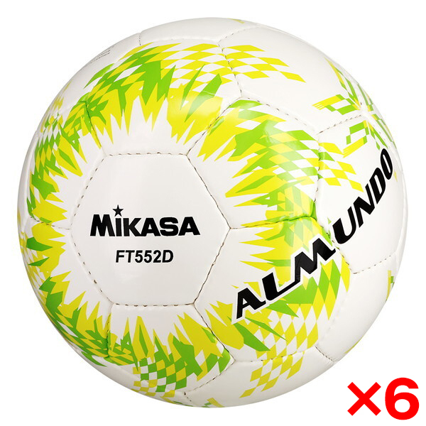 【6個セット】FT552D-YLG MIKASA ALMUNDO サッカーボール 検定球 5号球 手縫い