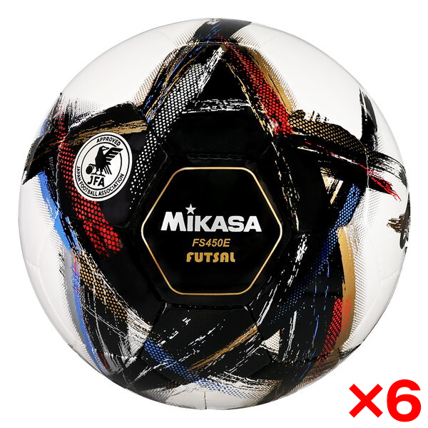 【6個セット】FS450E-BK MIKASA OrgestA フットサルボール 検定球 4号球 手縫い ブラック