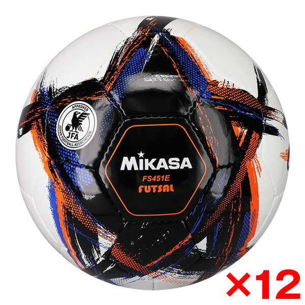 【12個セット】FS451E-BK MIKASA OrgestA フットサルボール 検定球 4号球 手縫い ブラック