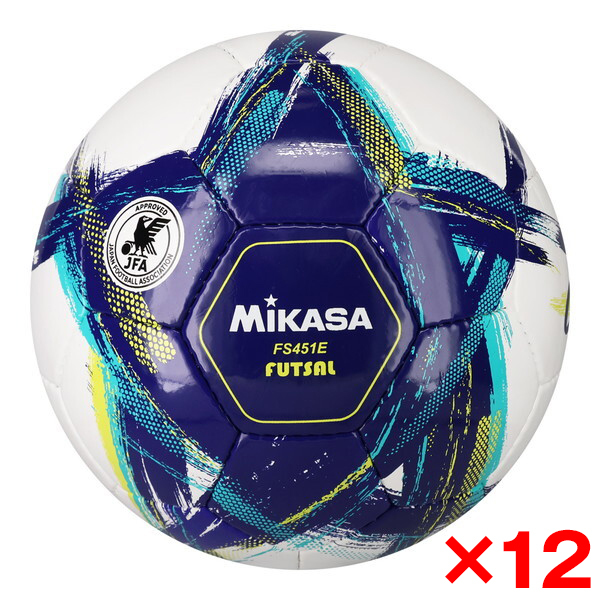 【12個セット】FS451E-BL MIKASA OrgestA フットサルボール 検定球 4号球 手縫い ブルー