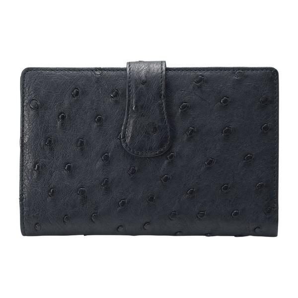 オーストリッチ横長ベロ付財布 ブラック S-NO8500043BK