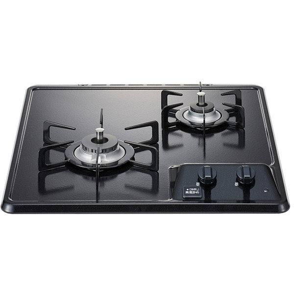 ビルトインガスコンロ プロパンガス ハーマン 2口 DC2025SQ1-LP グレー 幅45cm 左強火力