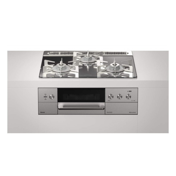 ビルトインガスコンロ 都市ガス リンナイ 3口 デリシア RHS31W30E13RCASTW-13A プラチナミラー 幅60cm 両側強火力