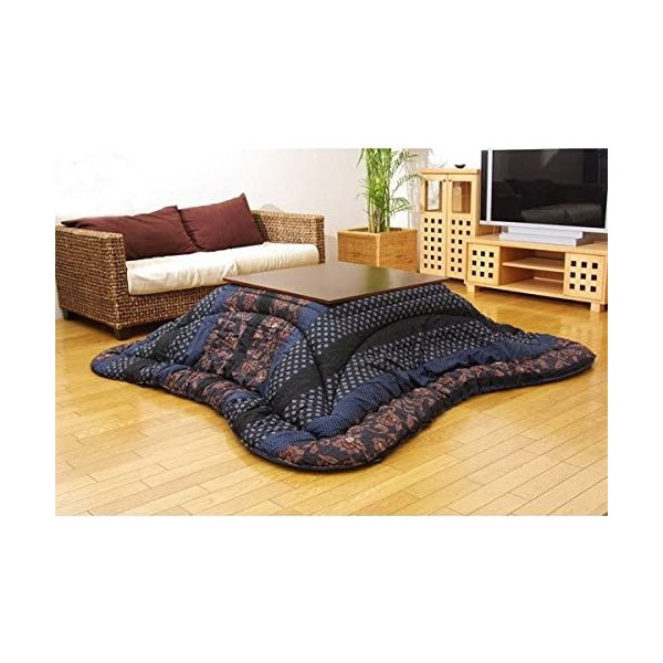 イケヒコ・コーポレーション 1160180040503 国内プリント こたつ厚掛け布団単品 万葉 ブルー 205×345cm メーカー直送