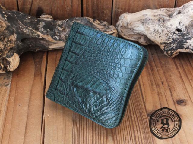 ゴダン ビルフォード　カイマンクロコダイル二つ折財布 spcw8003cp DarkGreen ダークグリーン インサイドグリーン ワニ革