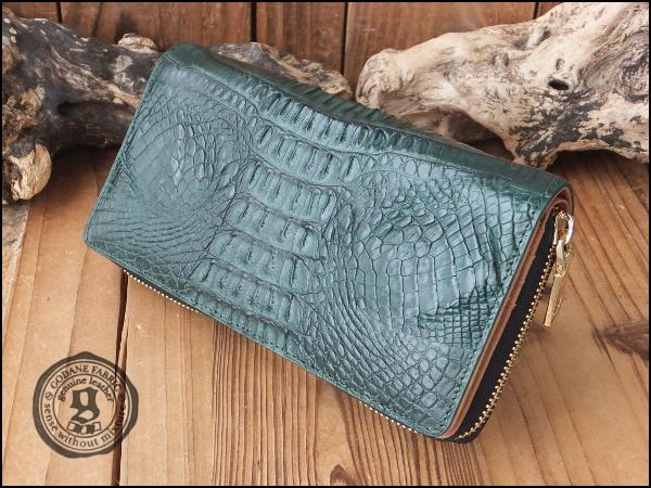 ゴダン 財布 長財布 GODANE ラウンドファスナー カイマン クロコダイル長財布 テールレザー spcw8036cpDGRGD ダークグリーン×ゴールドファスナー ワニ革 メンズ