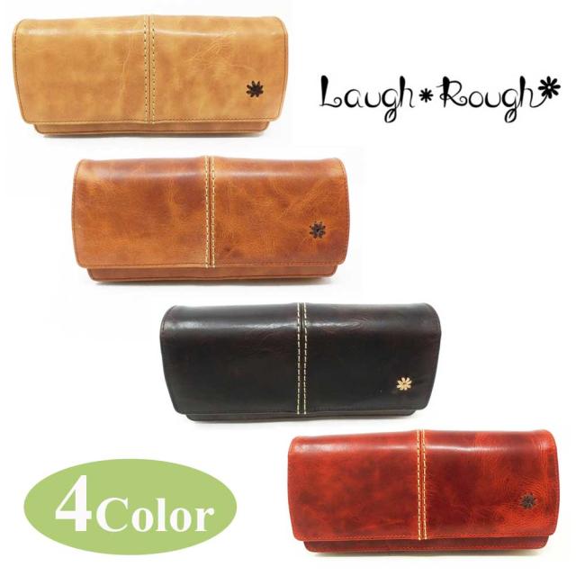 Laugh Rough ラフラフ 本革 かぶせ長財布 68403 牛革 ワックス加工 ウォレット レディース 女性用財布 アンティーク